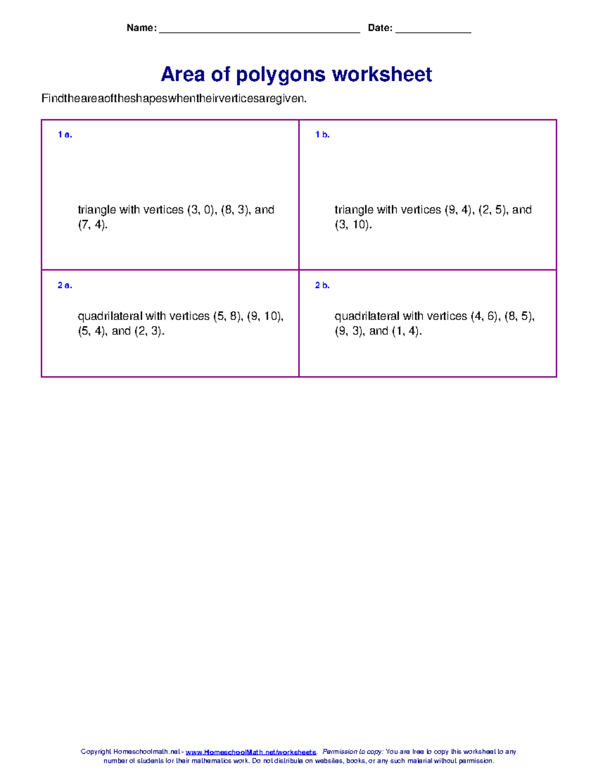Area Polygons Worksheet - Name ...