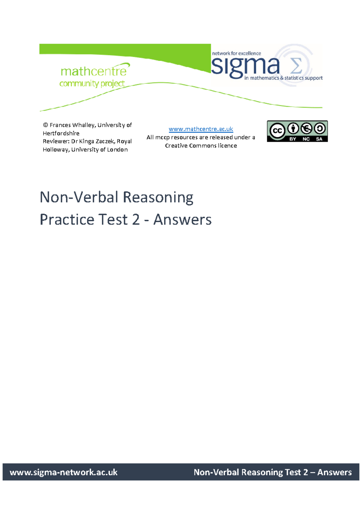 Non verbal reasoning test 2 answers - Non-Verbal Reasoning Practice ...