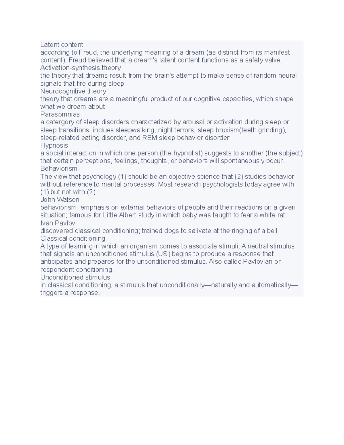 Doc 22 - practice - Latent content according to Freud, the underlying ...