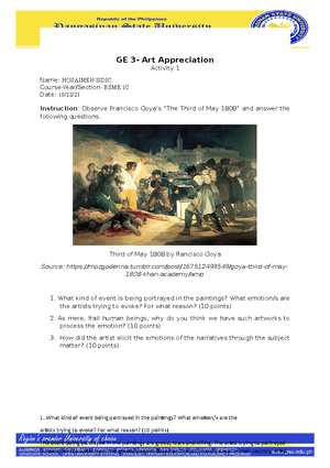 GE3 Activity 1 Bugarin - Mark Brian C. Bugarin GE – 3 Art Appreciation ...