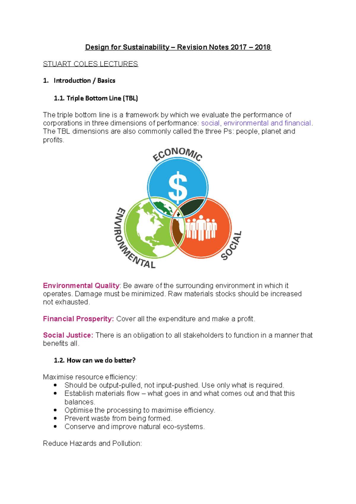 Design for Sustainability – Revision Notes 2017 – 2018 - Design for ...