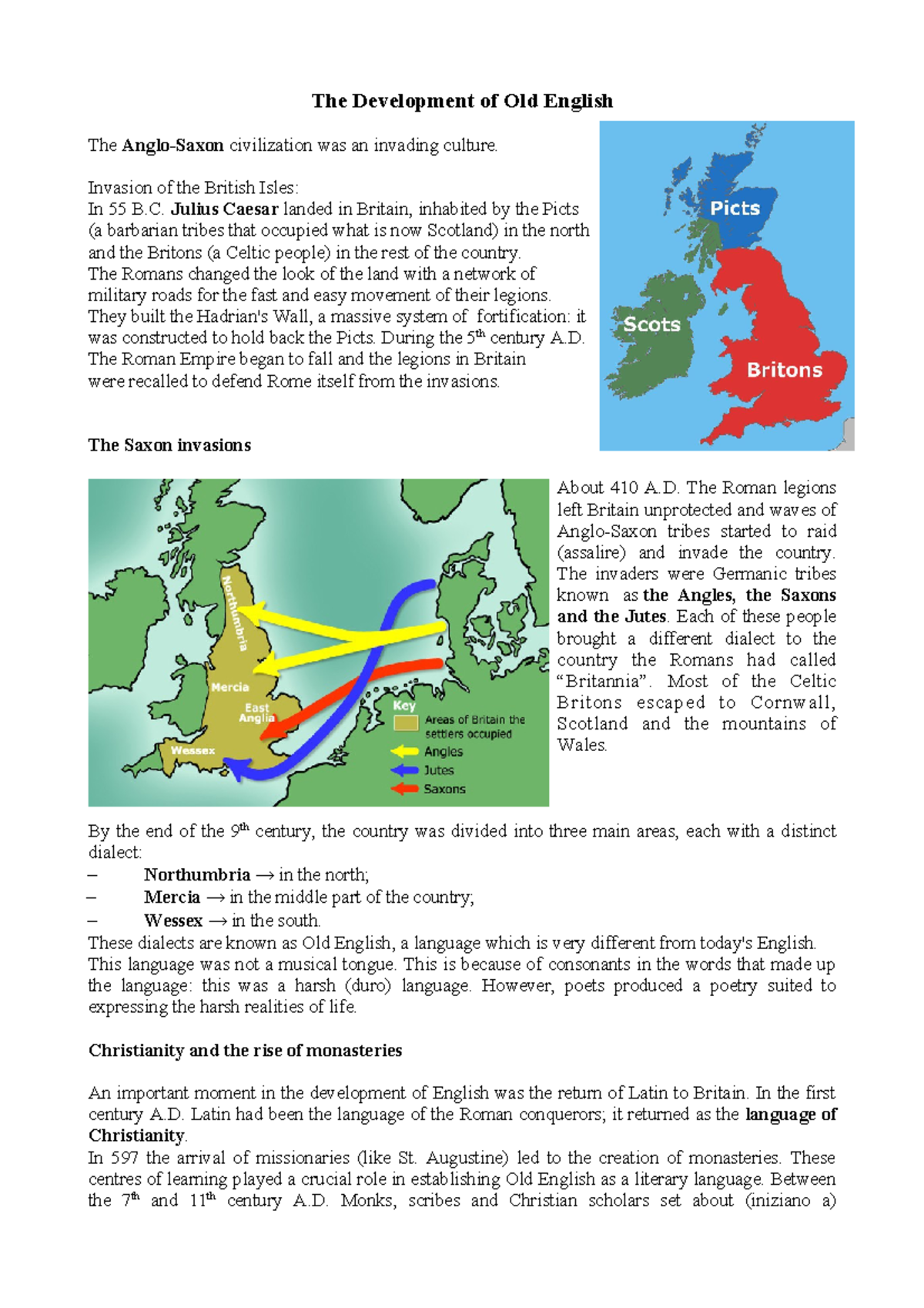 The history of old english - The Development of Old English The Anglo ...