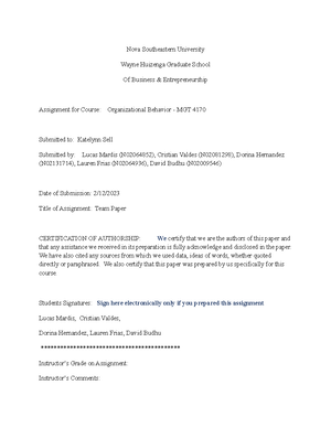 OB Study Guide - MGT 4170 - Studocu