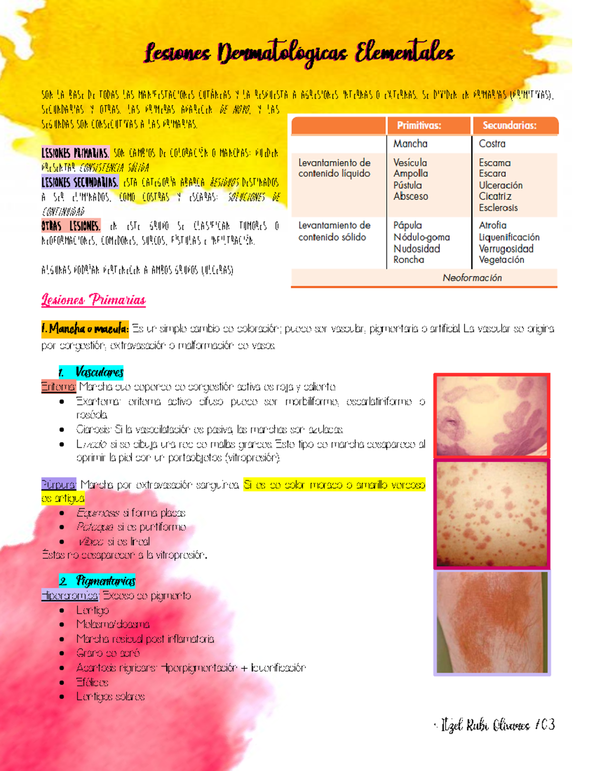 1. Lesiones Dermatológicas Elementales - Son la base de todas las ...