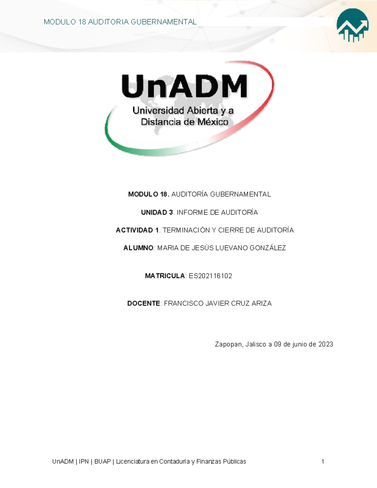 M18 U3 A1 Luevano GMA - auditoria - MODULO 18. AUDITORÍA GUBERNAMENTAL ... M18 U3 A1 Luevano GMA - auditoria - MODULO 18. AUDITORÍA GUBERNAMENTAL ...