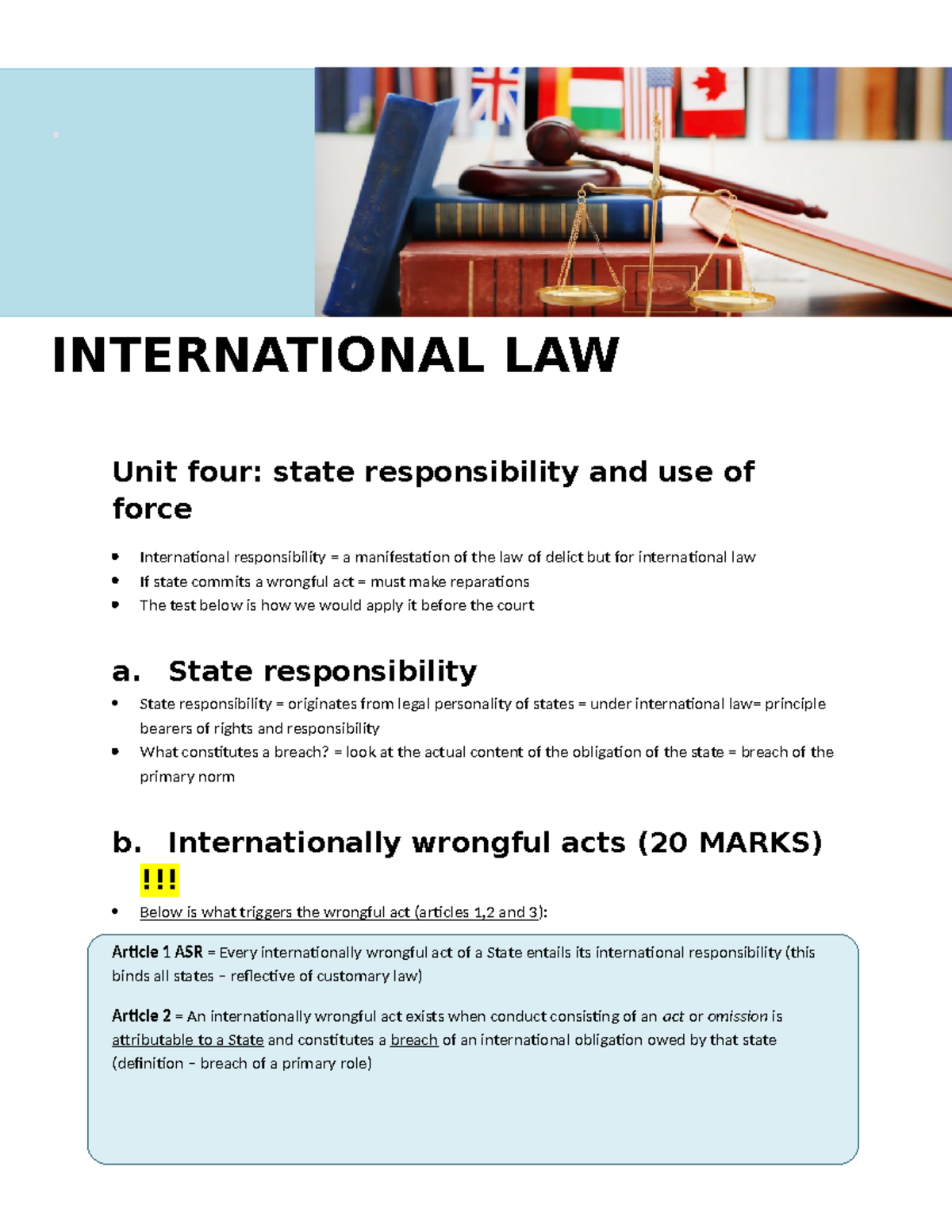 International Law😭 - notes from chapter 5 - . INTERNATIONAL LAW Unit ...