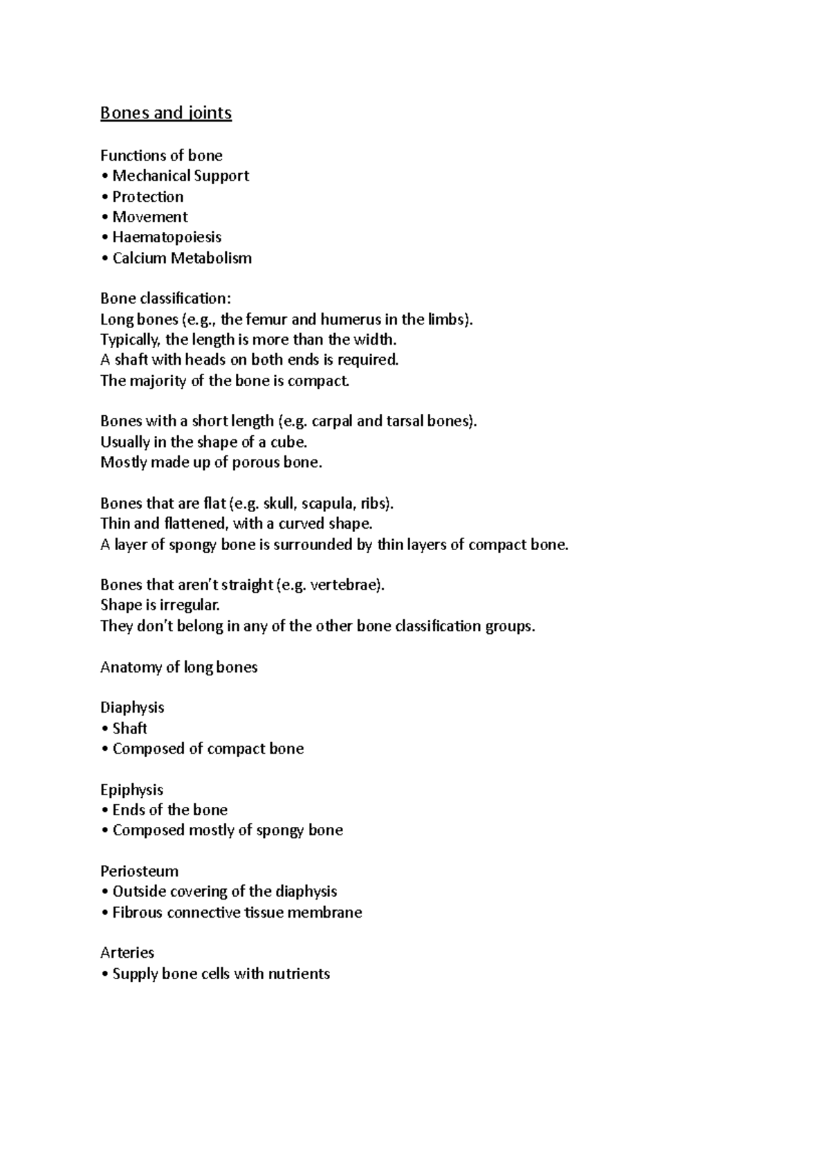 Bones and joints - These subtopics are included in Anatomy and ...