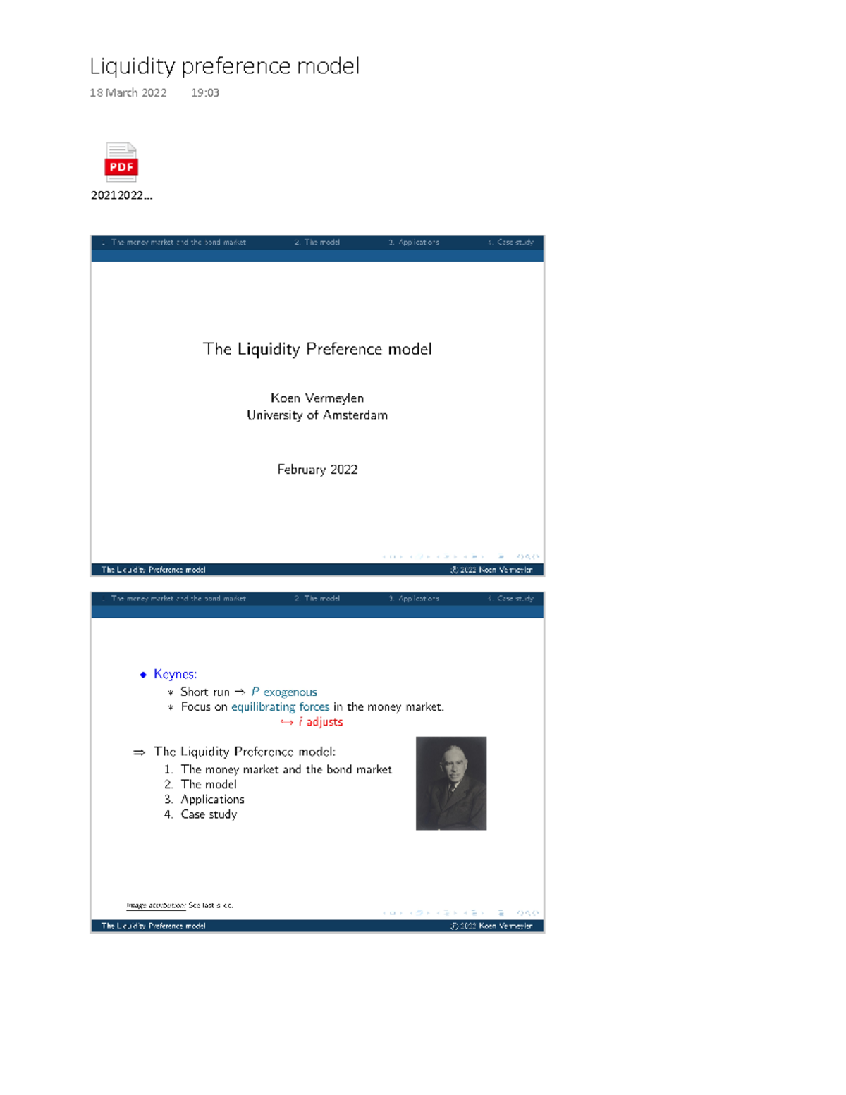 Liquidity preference model (annotated notes) - Liquidity preference ...