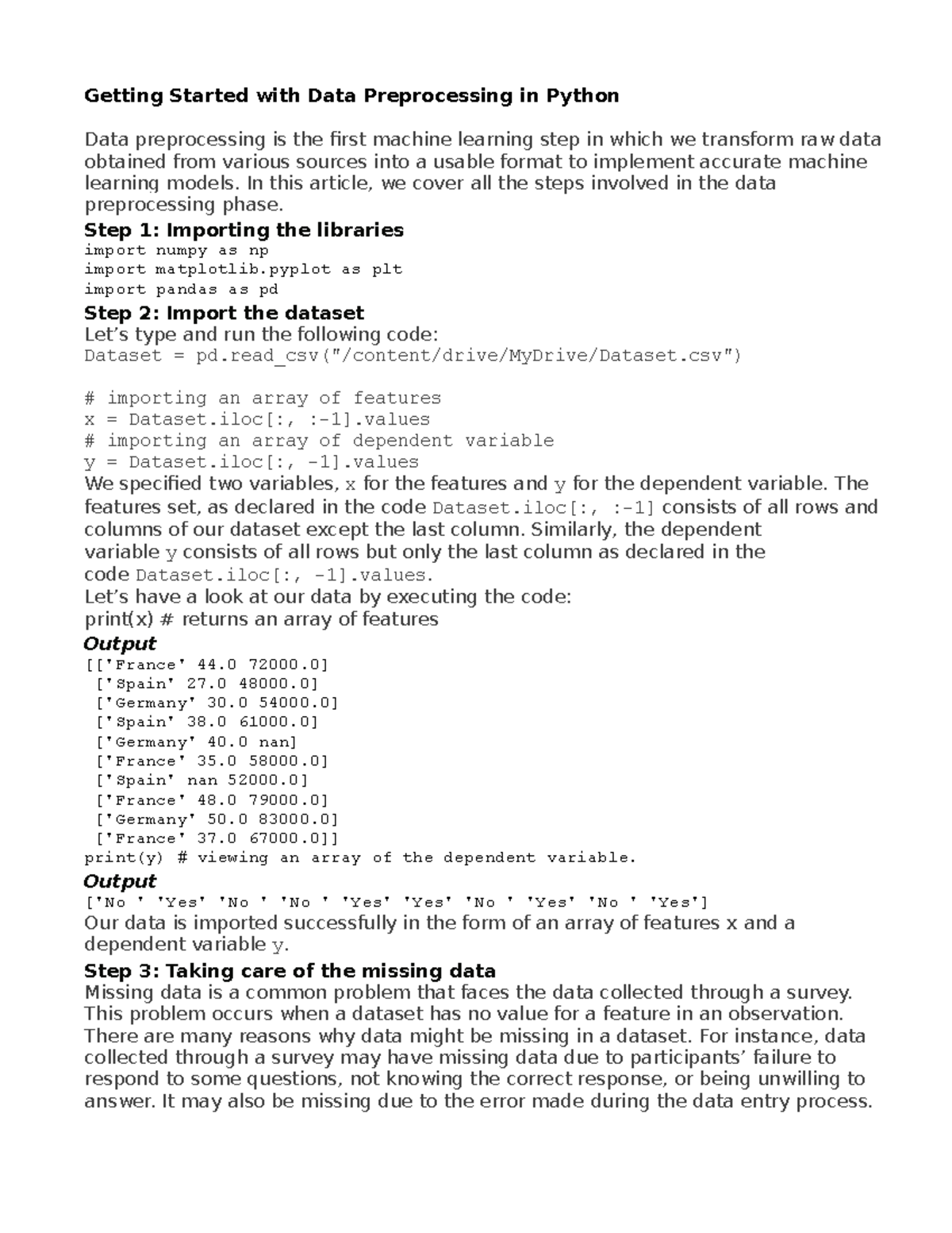 Getting Started With Data Preprocessing In Python In This Article We Cover All The Steps