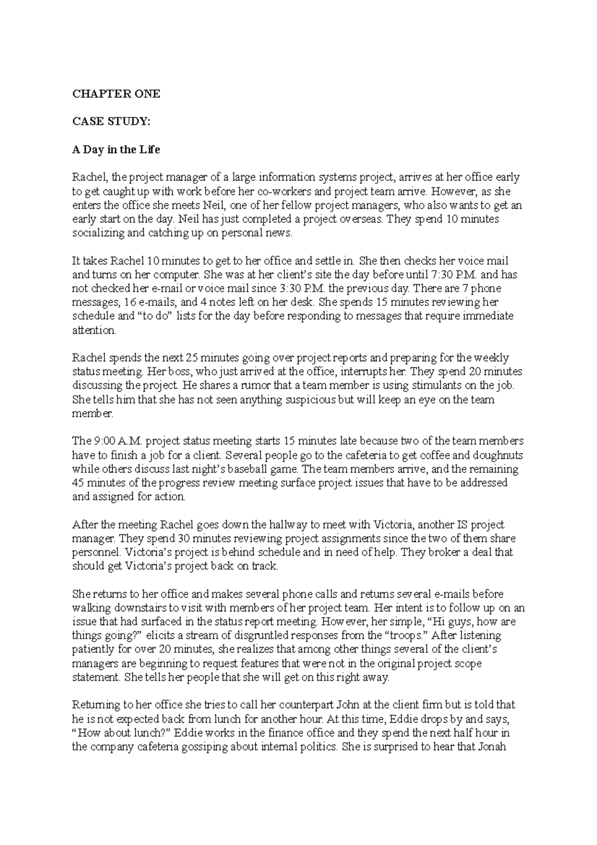 Chapter ONE CASE Study - Project Management: the Managerial Process by ...