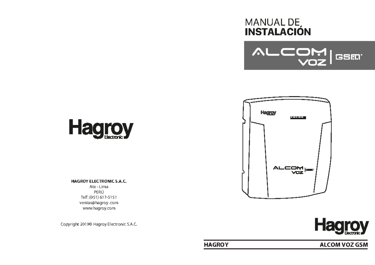 Manual Panel Alcom VOZ GSM - MANUAL DE INSTALACIÓN HAGROY ALCOM VOZ GSM ...