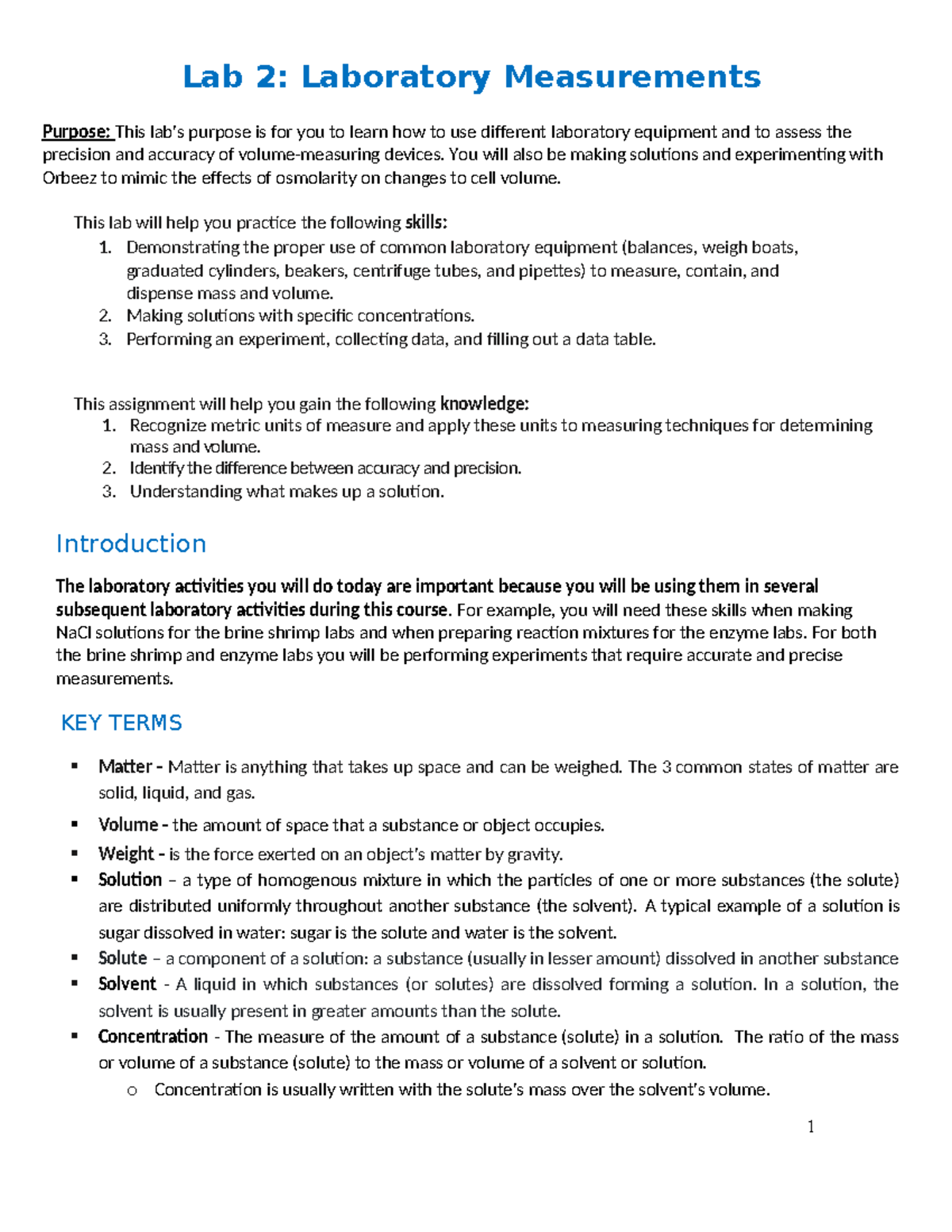 Lab 2 Laboratory Measurement Fall2024 8 - Lab 2: Laboratory Measurements Purpose: This lab's ...