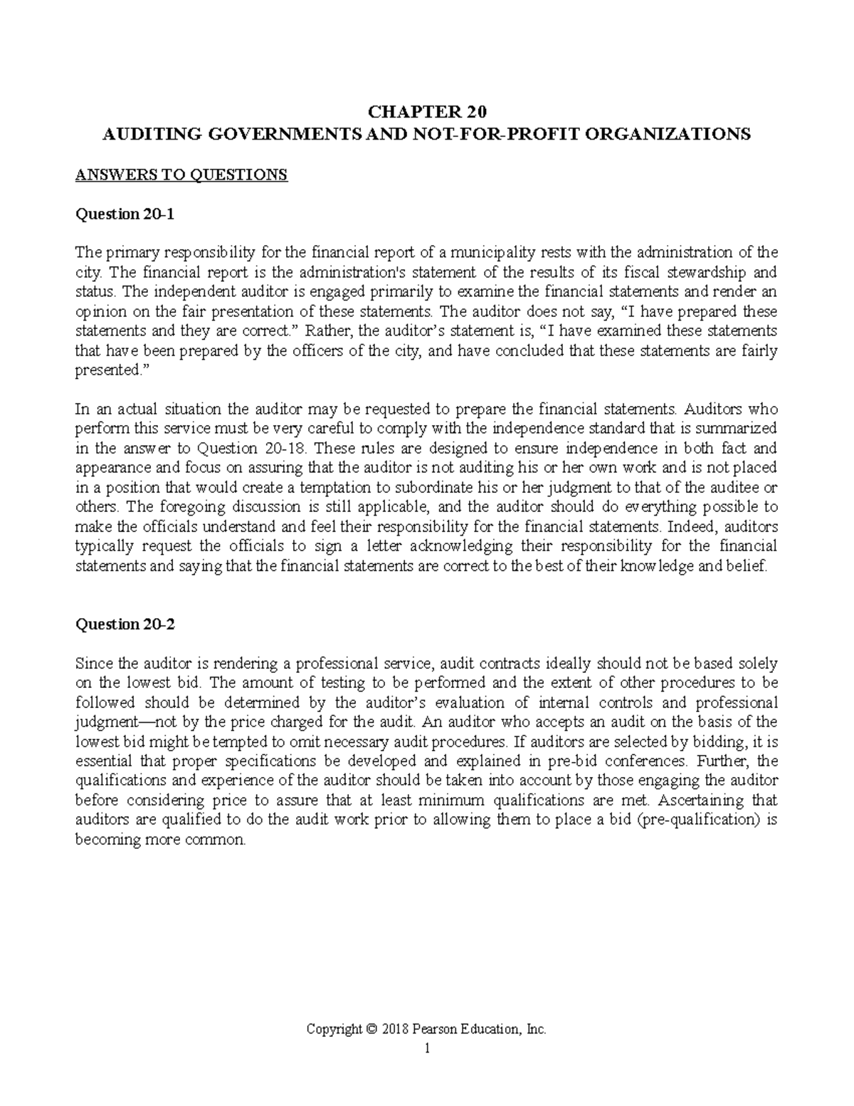 Freeman gna11e sm ch20 - CHAPTER 20 AUDITING GOVERNMENTS AND NOT-FOR-PROFIT ORGANIZATIONS - Studocu