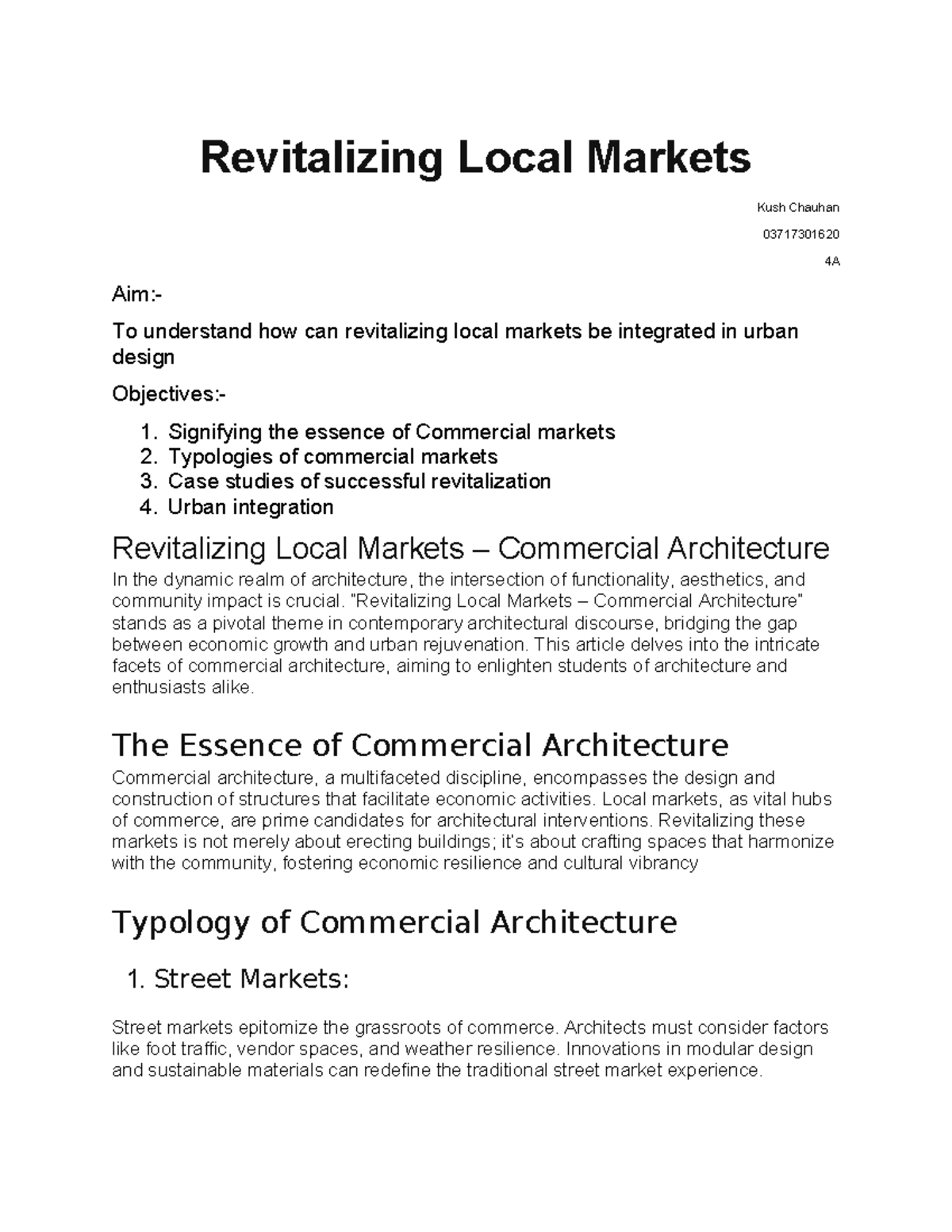 Revitalizing Local Markets - Signifying the essence of Commercial ...