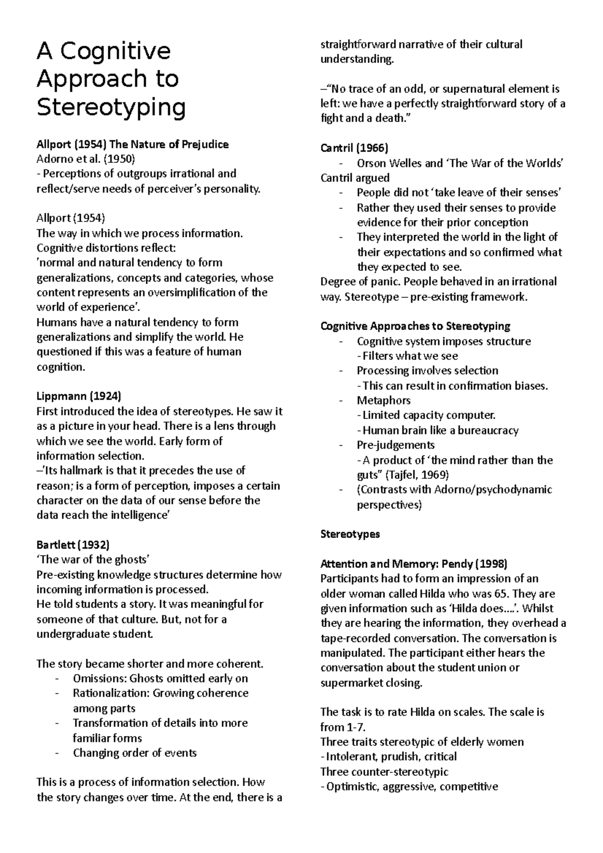 A Cognitive Approach to Stereotyping - A Cognitive Approach to ...