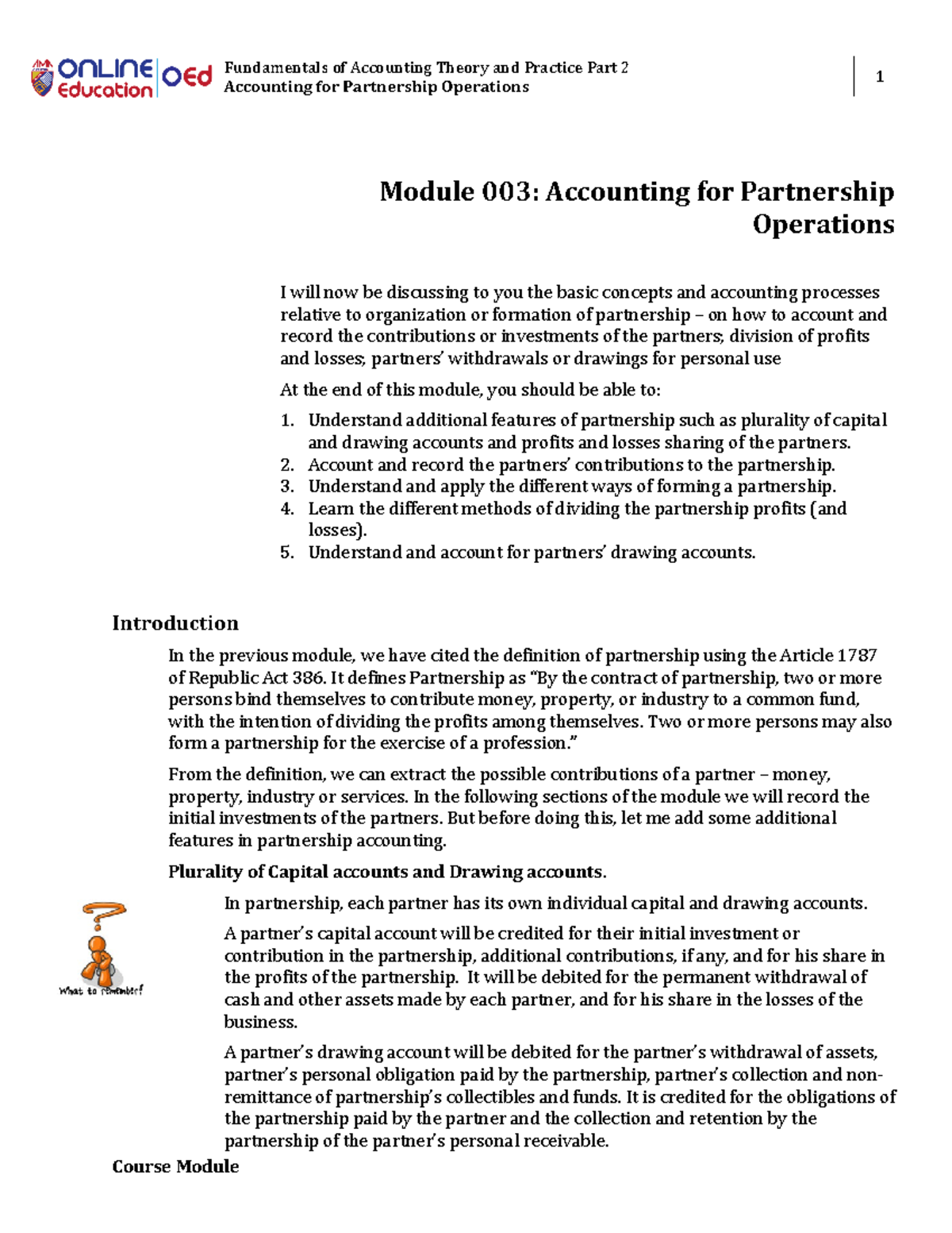 W3 Module 003 Accounting for Partnership Operations - Fundamentals of ...