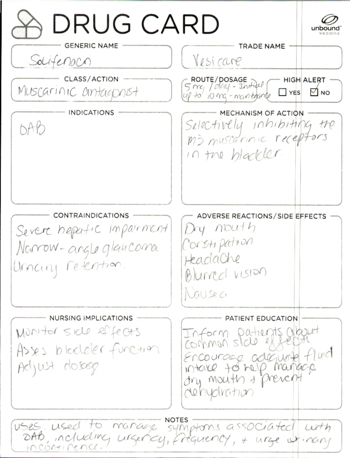 Drug card 1 - Drug Cards - DRUG CARD unbound MEDICINE GENERIC NAME ...