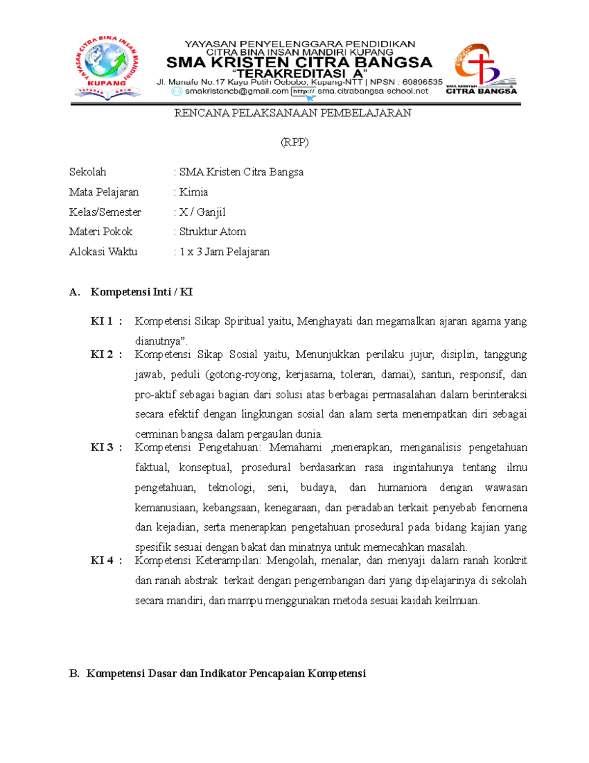 RPP SISTEM PERIODIK UNSUR - RENCANA PELAKSANAAN PEMBELAJARAN (RPP ...