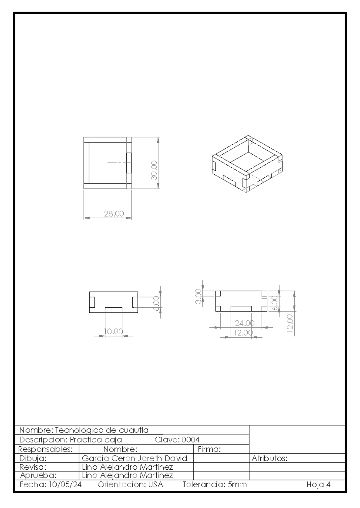 Ensamble - plano - diseño de elementos mecánicos - 28. 30. 10. 6. 12. 6 ...