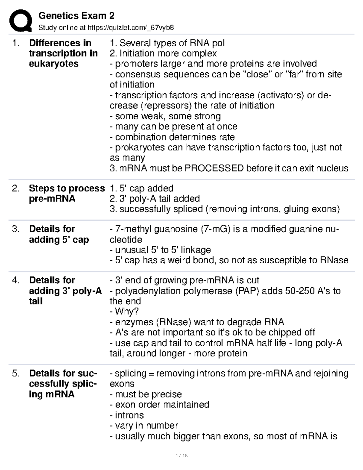 Genetics exam 2 - Study online at quizlet/_67vyb Differences in ...