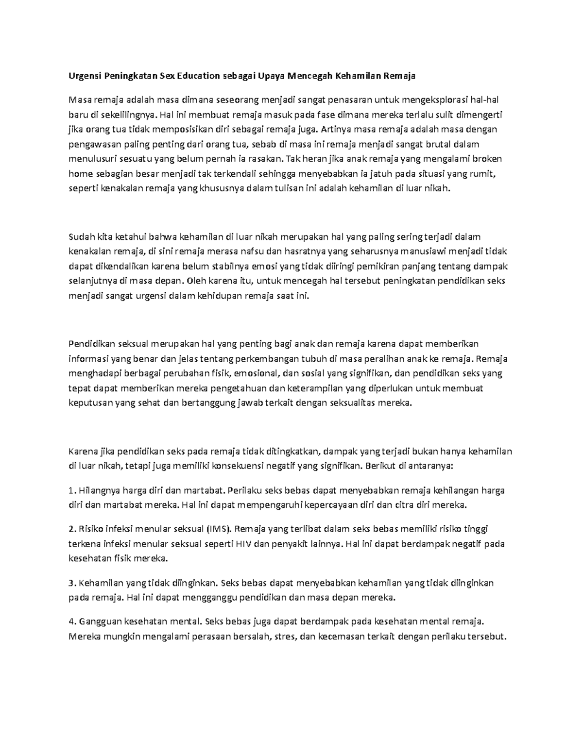 Urgensi Peningkatan Sex Education Wps Office Urgensi Peningkatan Sex