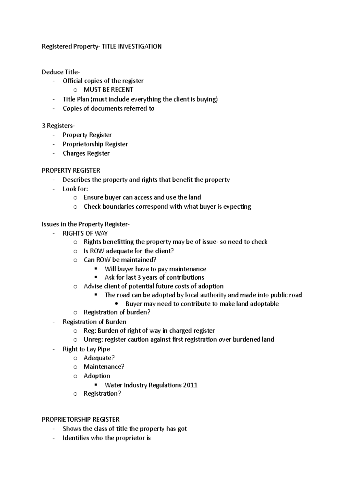 PLP Registered Property: Title Investigation - Registered Property ...