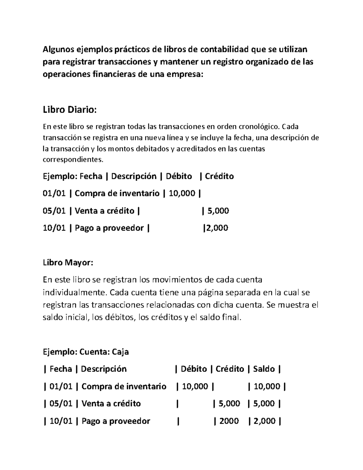 Algunos ejemplos prácticos de libros de contabilidad que se utilizan ...