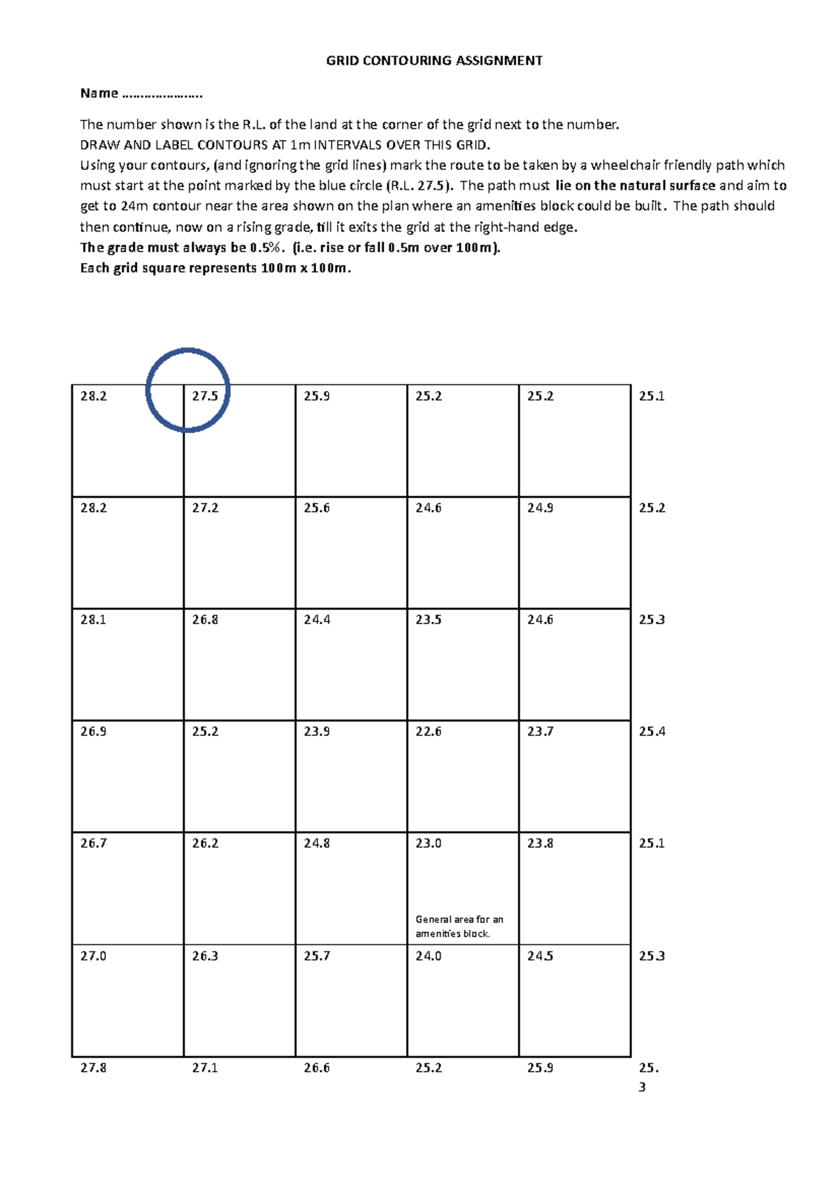 Contour Grid 2 v4 - Assessment - GRID CONTOURING ASSIGNMENT Name ...