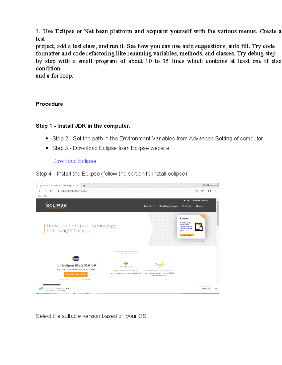 JPWeek Programs - ,,,,, - 1. Use Eclipse or Net bean platform and acquaint yourself with the ...