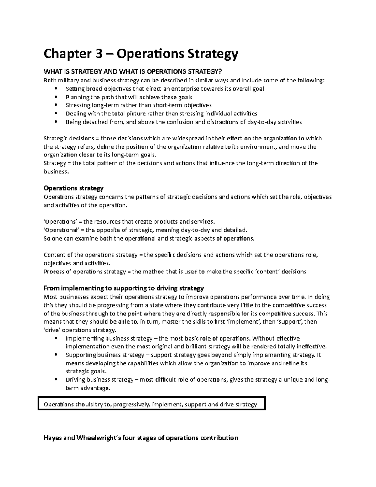 Operations Management - Chapter 3 - Chapter 3 – Operations Strategy ...
