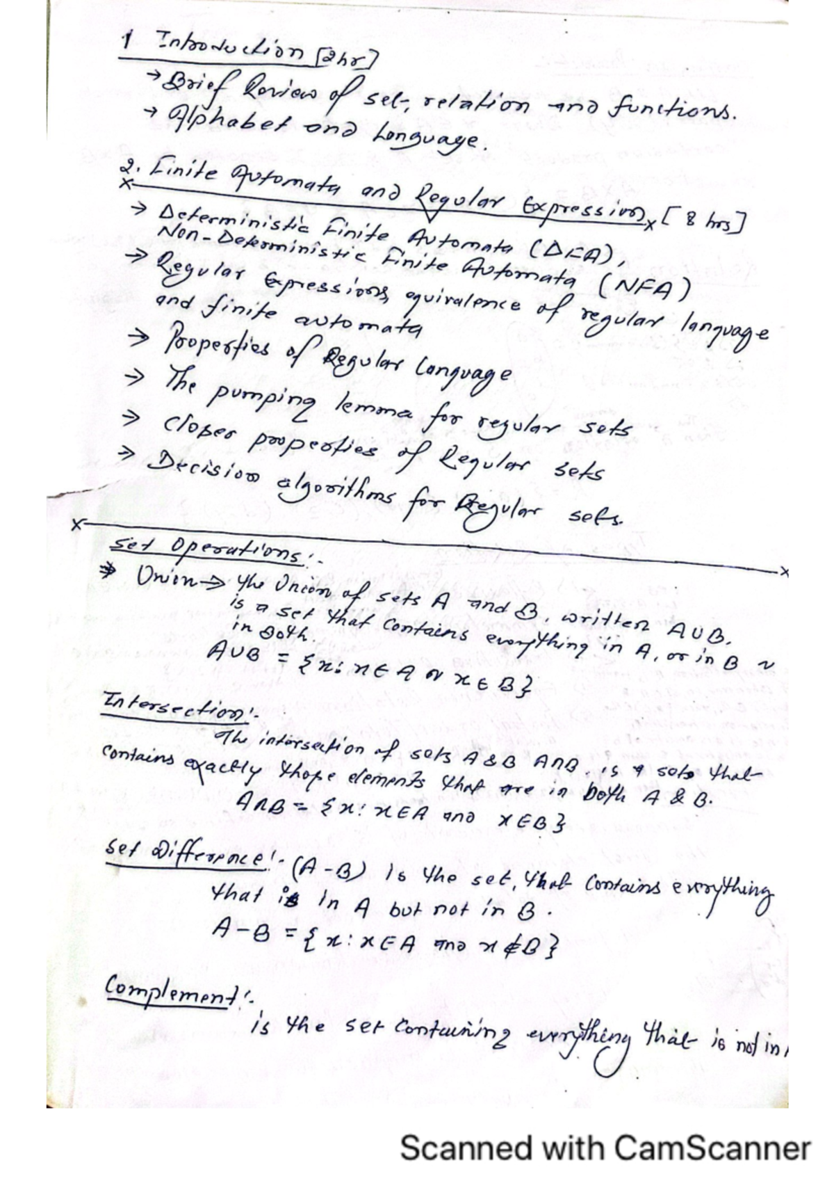 TOC - solution of TOCs - 1 Introduction Briof Review of set, relation and functions. Alphabet ...