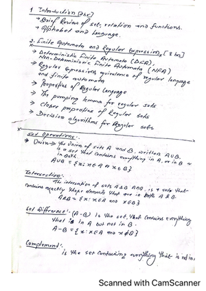 Ch-1 toc - Theory of Computation - Studocu