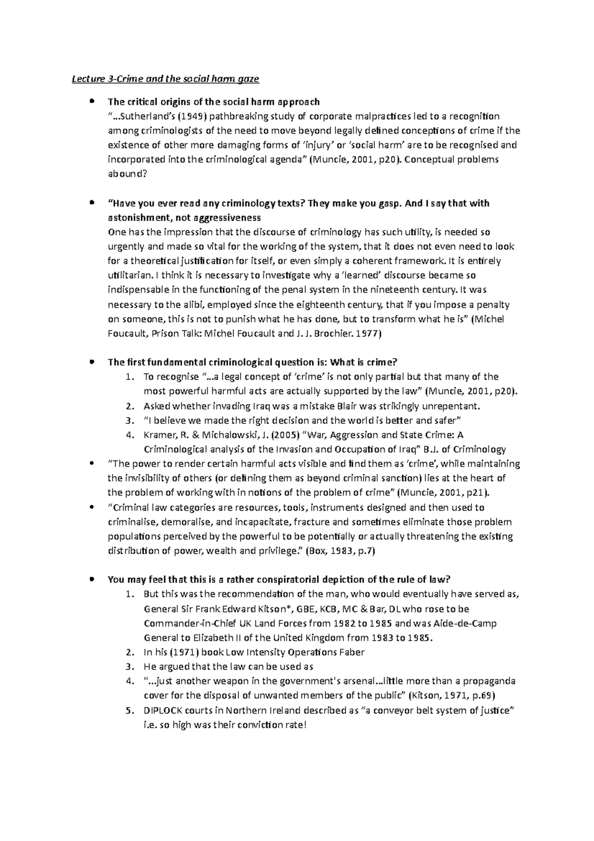 Lecture 3 - Crime and the social harm gaze - Lecture 3-Crime and the ...