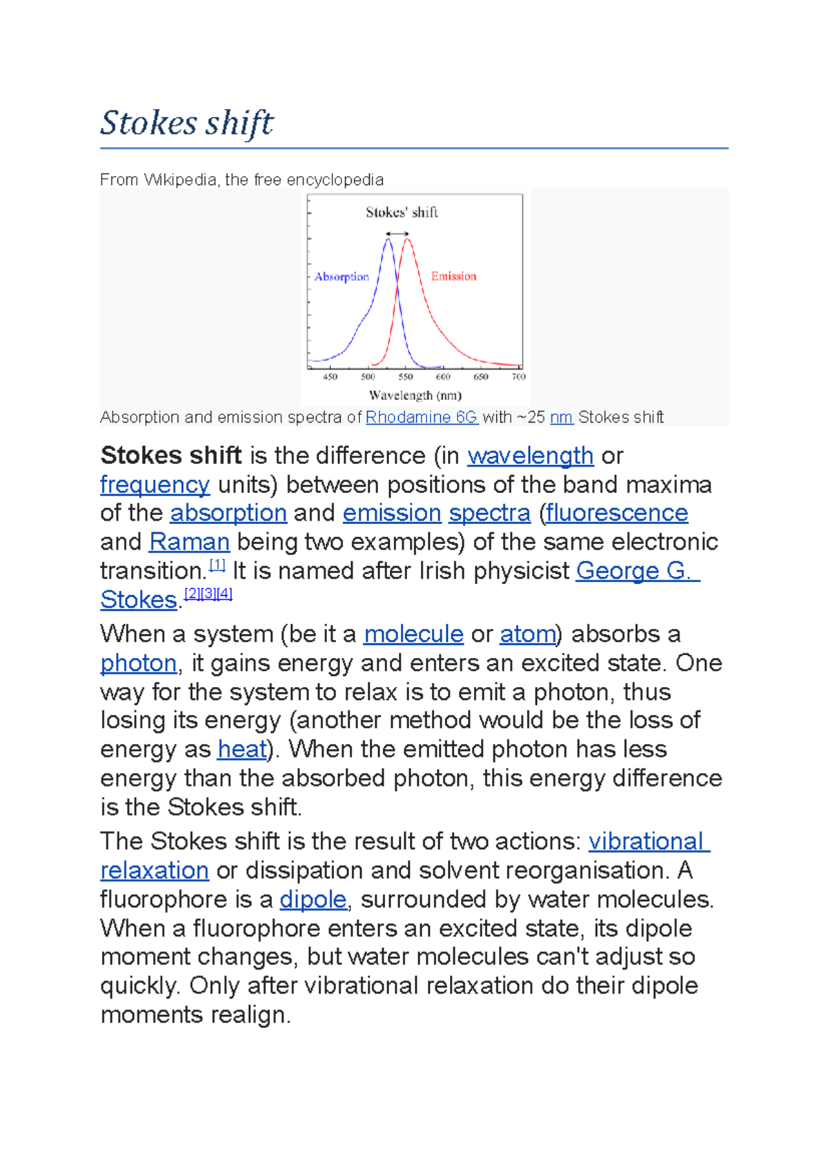 5.1 Additional resources - Stokes shift From Wikipedia, the free ...