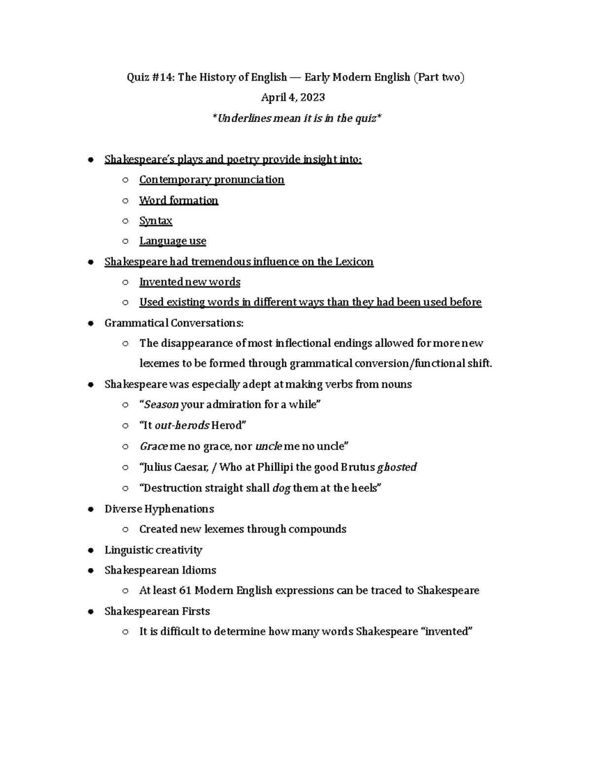 ENGL332 Unit 3 - Quiz #14: The History of English — Early Modern ...