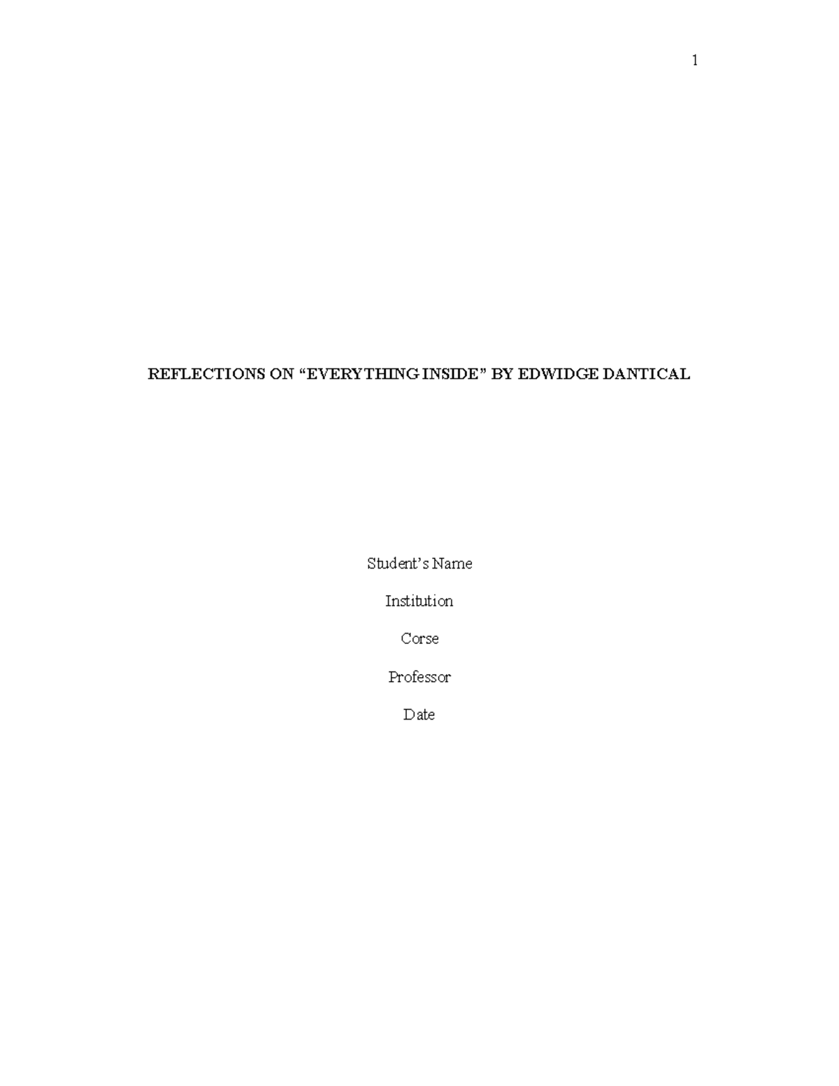 Everything Inside By Edwidge Danticat - 1 REFLECTIONS ON “EVERYTHING ...