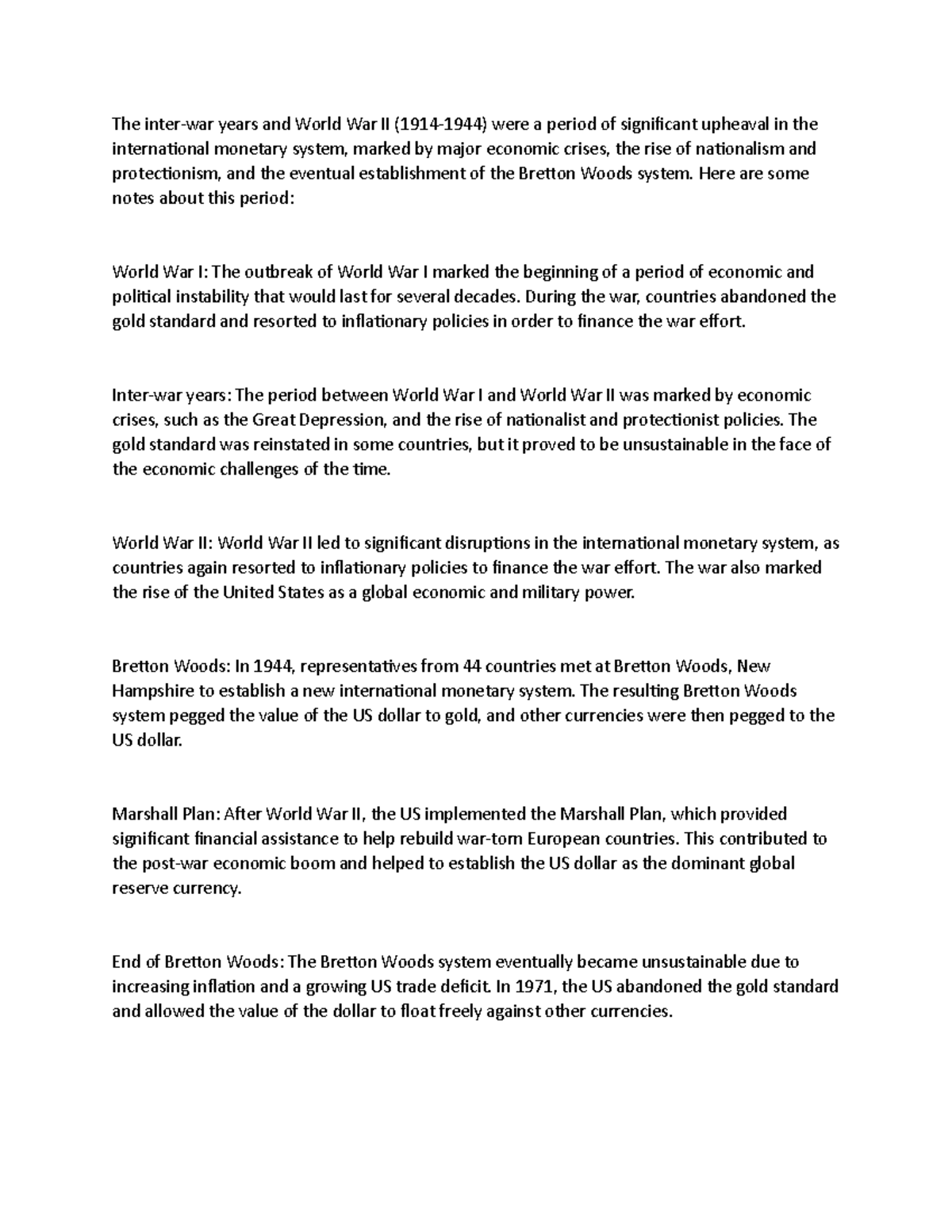 13 - Notes about The Inter-War Years and WWII (1914-1944) and The ...