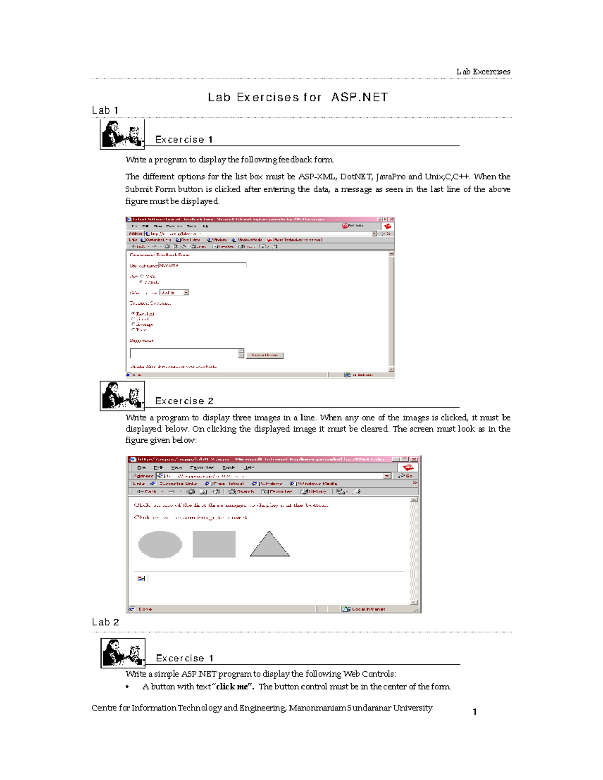20. Aspnet-Lab Exercises and Solutions - Lab Excercises La b 1 Write a program to display the ...