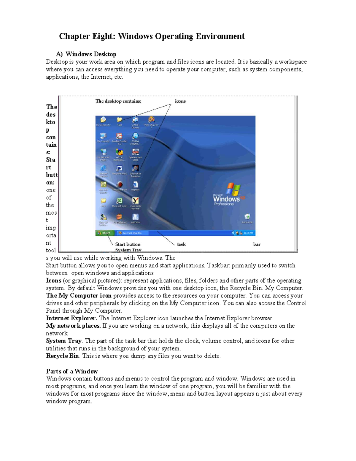 Chapter 8 - Windows Operating Environment - Chapter Eight: Windows ...