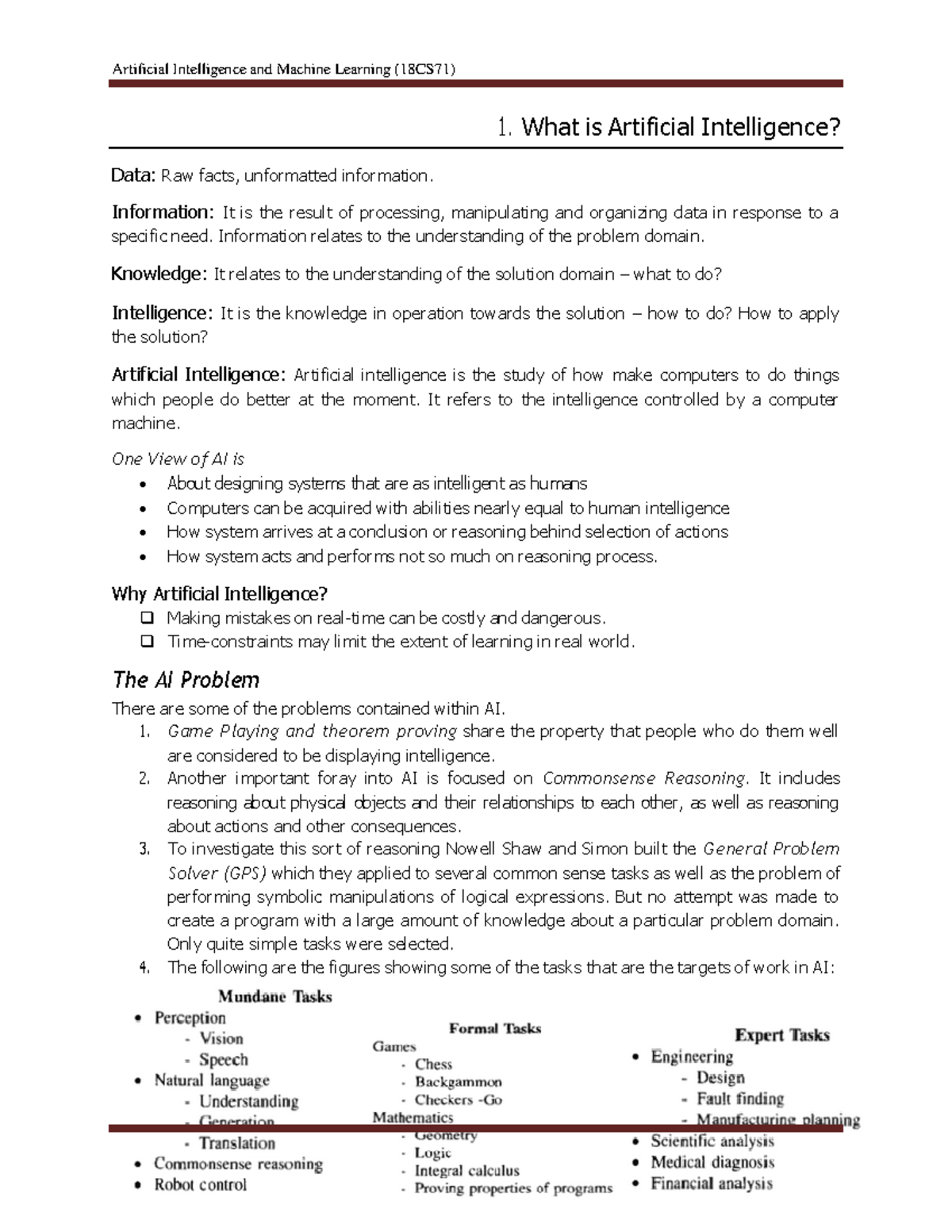 Module 1 2023 - Notes of AIML - Data: Raw facts, unformatted ...