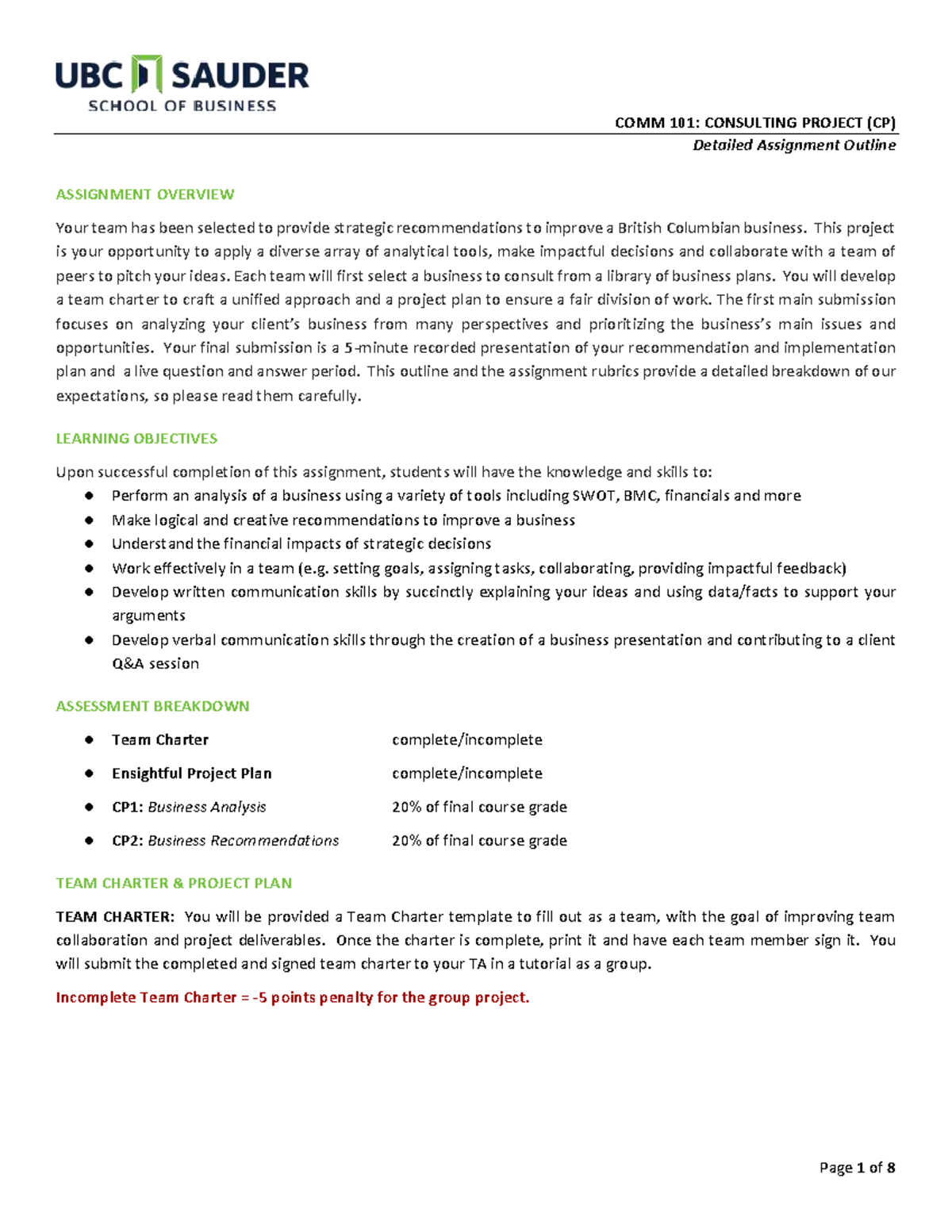 COMM101-CP - Consulting Projecrt - Detailed Assignment Outline ...