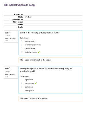 BIOL 1301 Graded quiz unit 6 - BIOL 1301 - Studocu