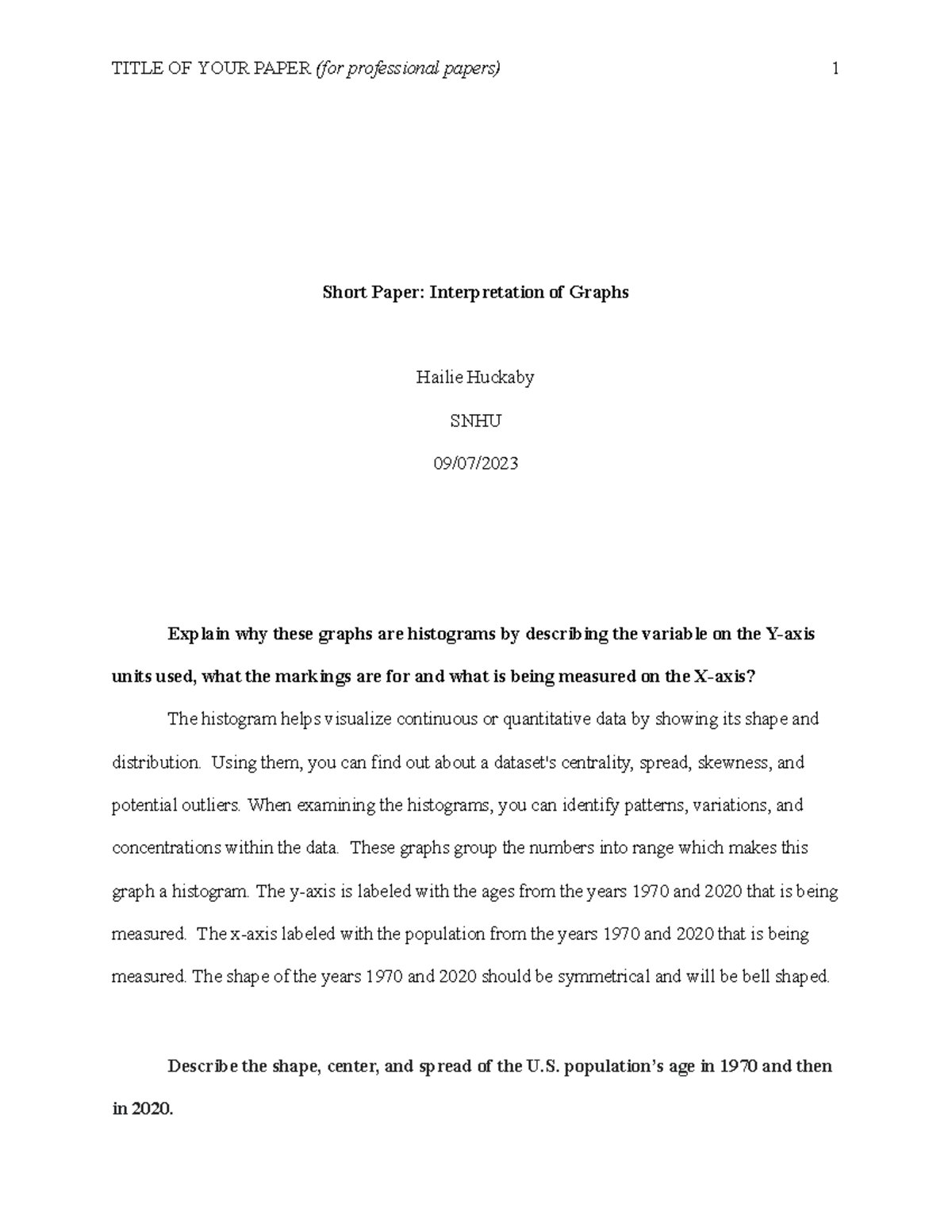 Short paper module two - Short Paper: Interpretation of Graphs Hailie ...