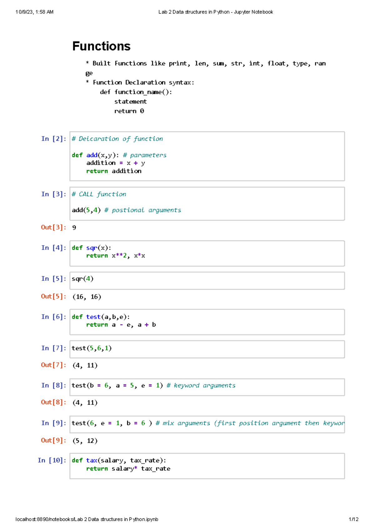 Lab 2 Data structures in Python for students Jupyter Notebook 09102023 025953 pm - Functions ...