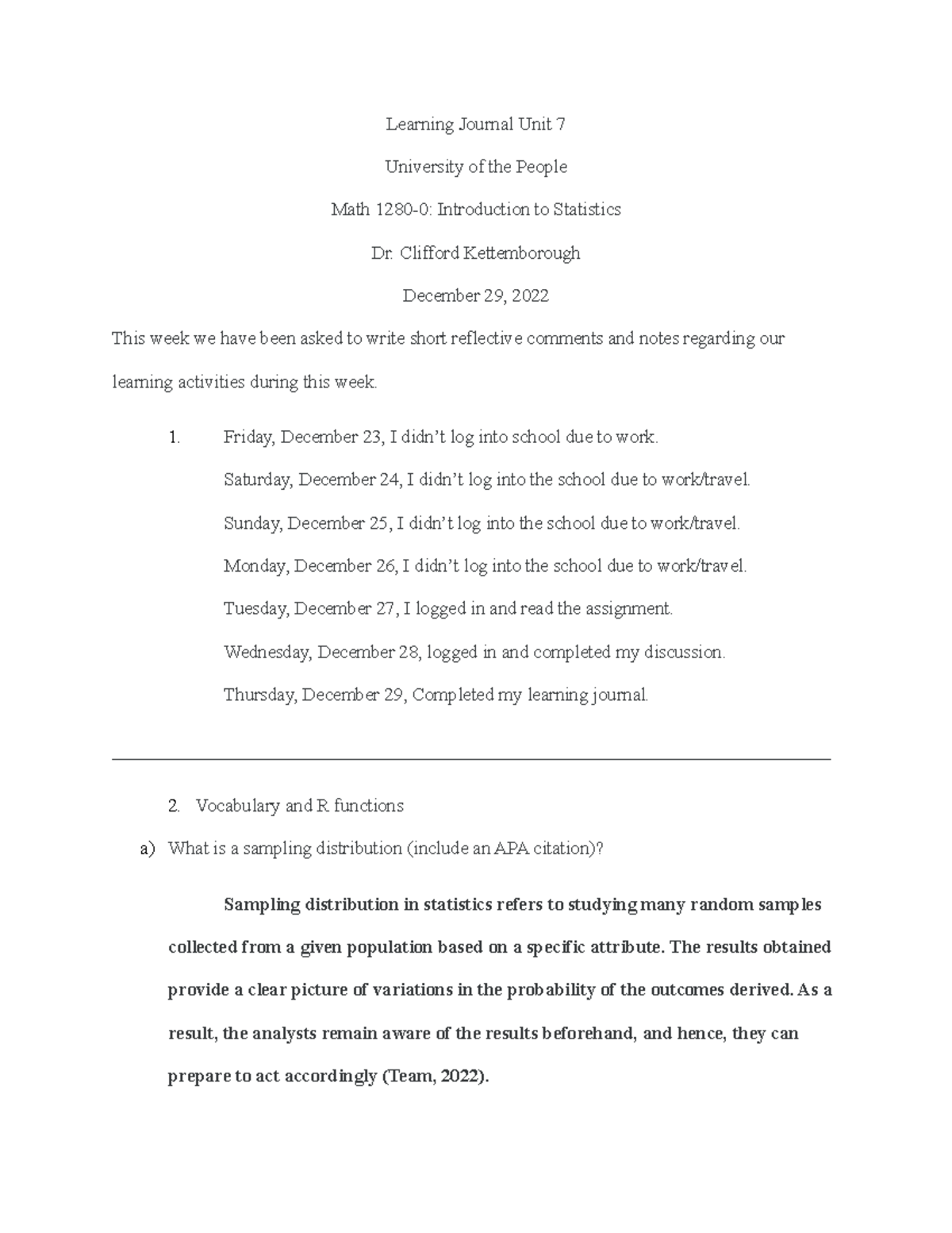 Learning Journal week 6 - Learning Journal Unit 7 University of the ...