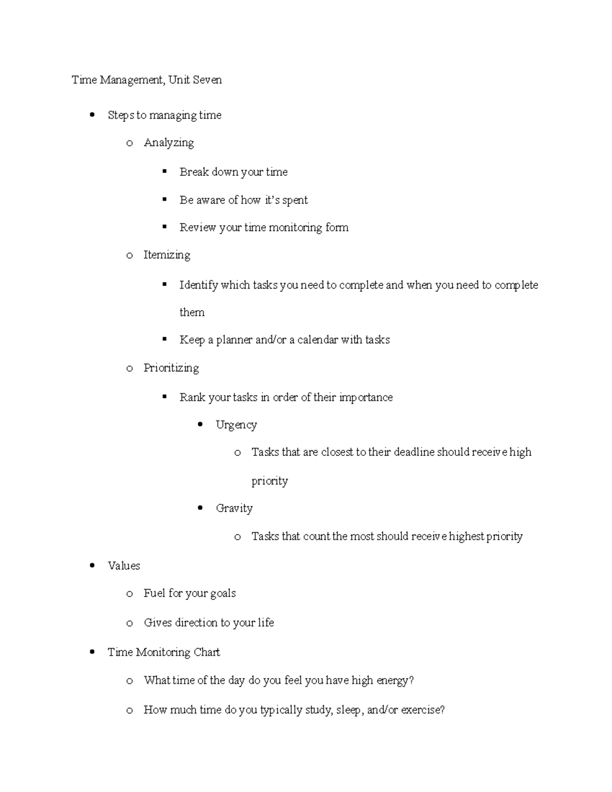 Time management, unit seven - Time Management, Unit Seven Steps to ...