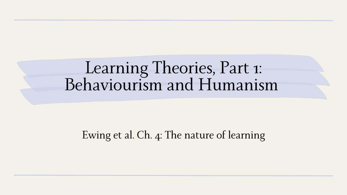 1085 - Chapter 4 The Nature of Learning - Ewing et al. Ch. 4: The ...