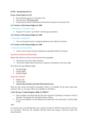ECHR – Articles (2-3) - Lecture notes 13 - ECHR – Articles (2-3 ...