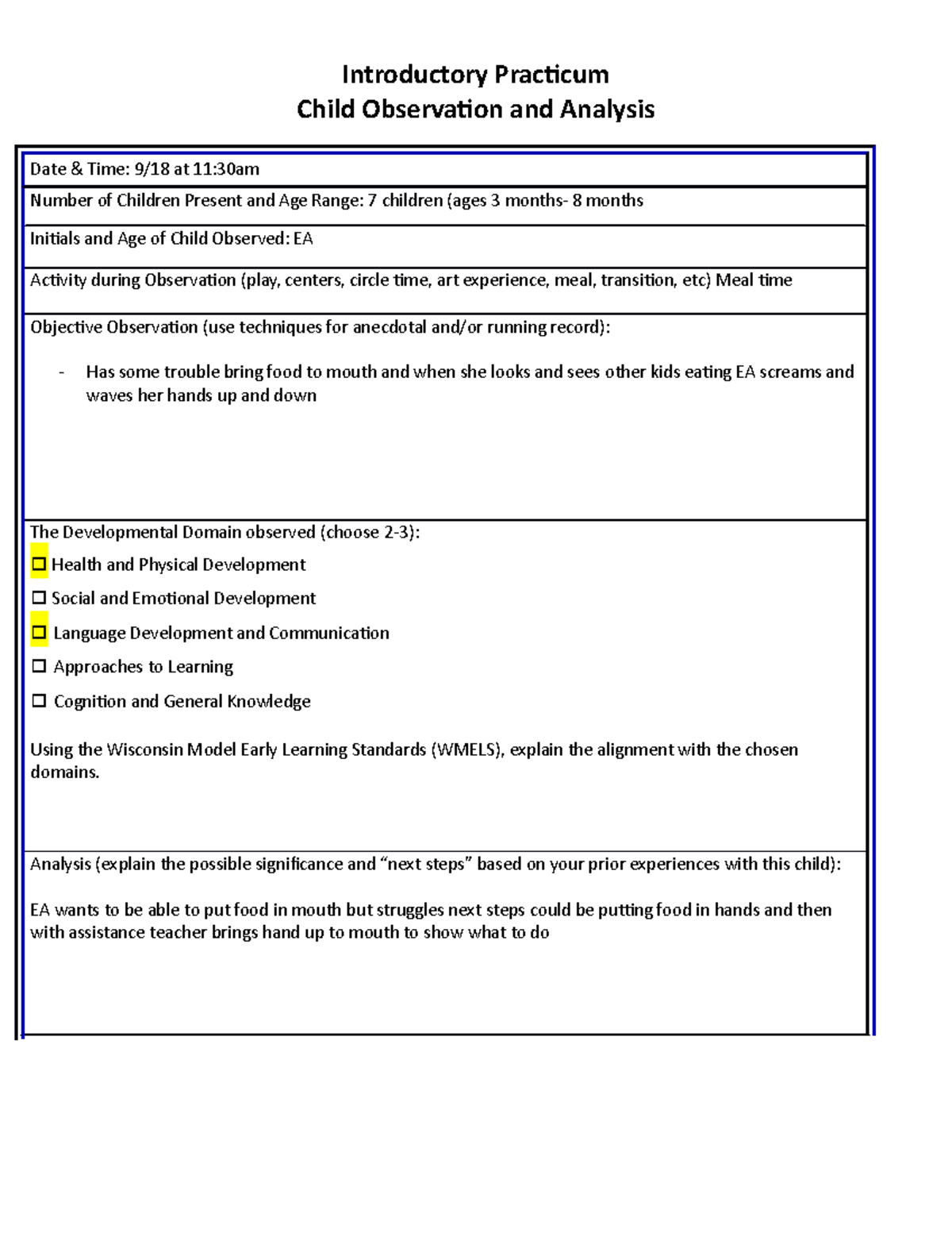 Child Observation Form 1 revised - Introductory Practicum Child ...