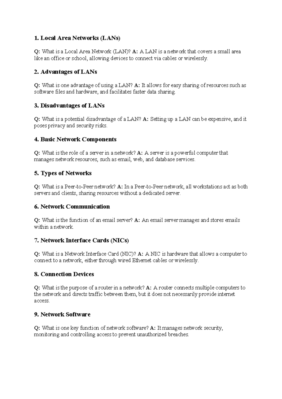 Some brief questions on Networks and INternet technologies concepts - 1 ...